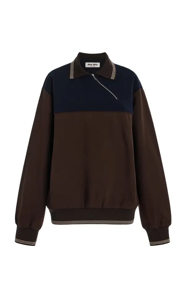 Miu Miu Oversized Knit Quarter Zip Sweatshirt