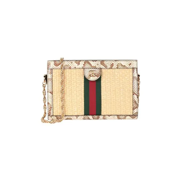 Gucci Ophidia Straw Small Shoulder Bag