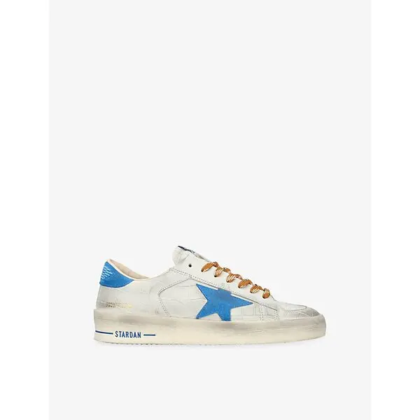 GOLDEN GOOSE Stardan Crocodile-embossed Leather Low-top Trainers - Blue Other