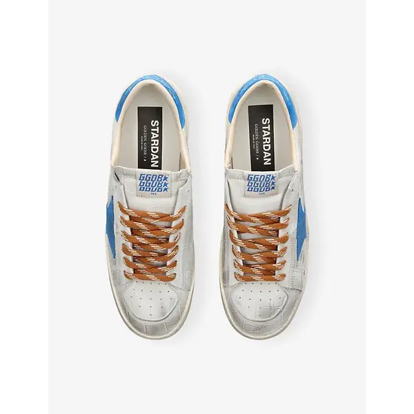 GOLDEN GOOSE Stardan Crocodile-embossed Leather Low-top Trainers - Blue Other