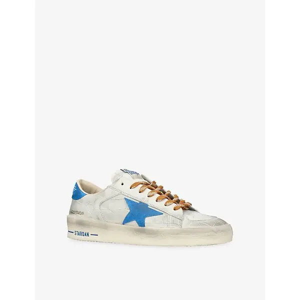 GOLDEN GOOSE Stardan Crocodile-embossed Leather Low-top Trainers - Blue Other