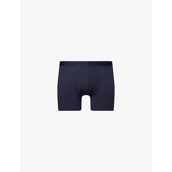 Derek Rose Alex Branded-waistband Stretch-jersey Trunks - Navy