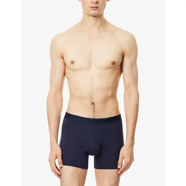 Derek Rose Alex Branded-waistband Stretch-jersey Trunks - Navy