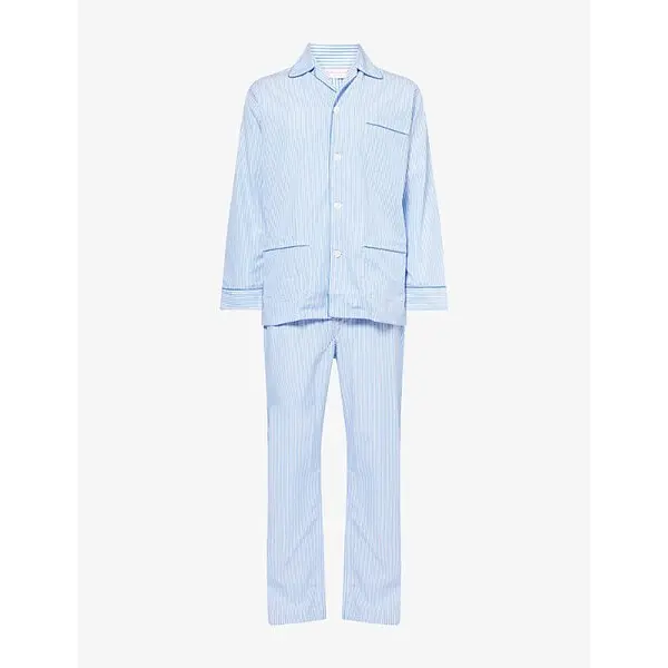 Derek Rose James Striped Cotton Pyjamas - Blue