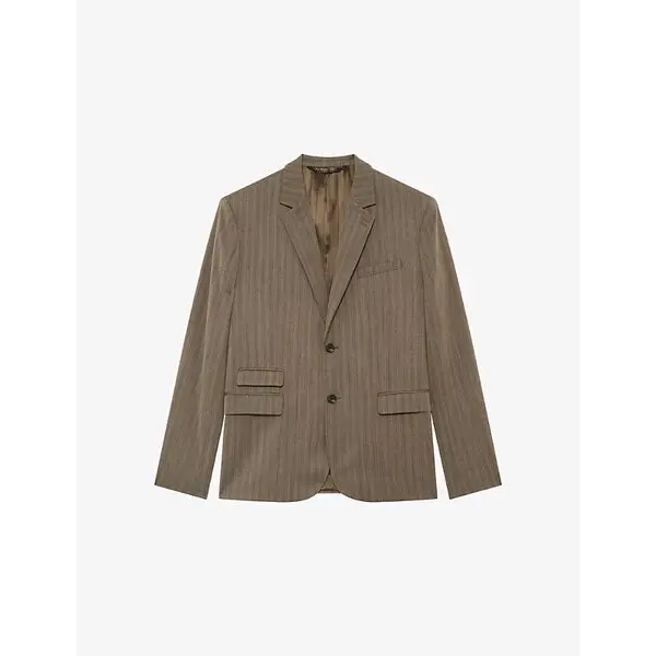 The Kooples Notched-lapel Regular-fit Striped Wool Jacket