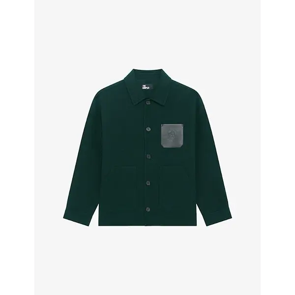 The Kooples Crest-embossed Patch-pocket Wool-blend Overshirt
