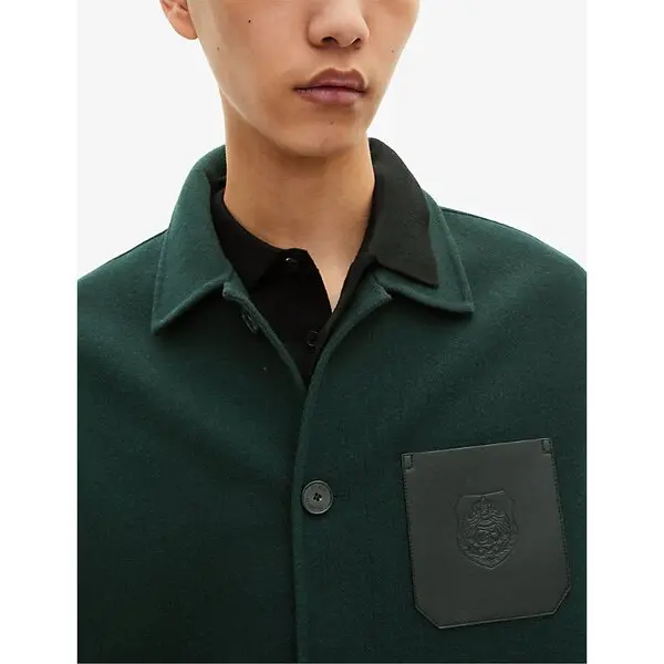 The Kooples Crest-embossed Patch-pocket Wool-blend Overshirt