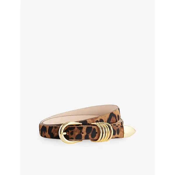 DEHANCHE Hollyhock Pony-hair Leather Belt - Dark Jaguar / Gold