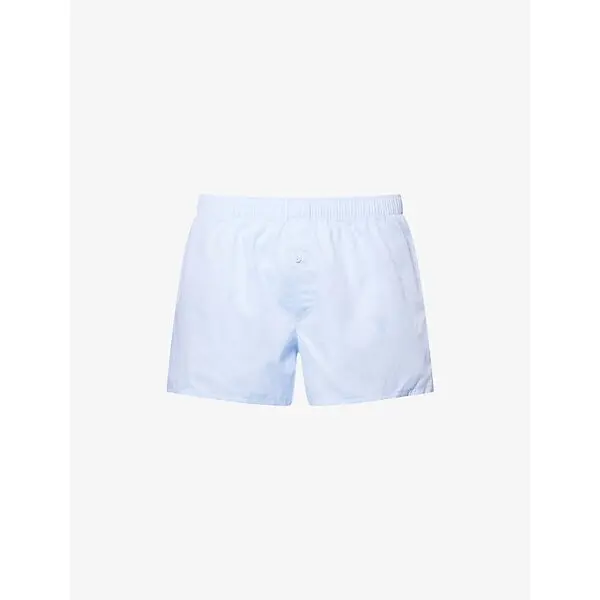Hanro Fancy Relaxed-fit Cotton Boxer Shorts - Light Blue
