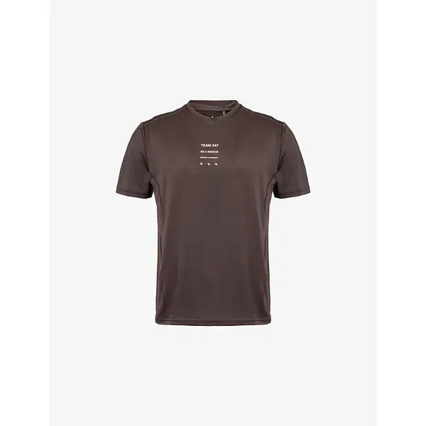247 BY REPRESENT Trail Logo-print Stretch-woven T-shirt - Chocolate