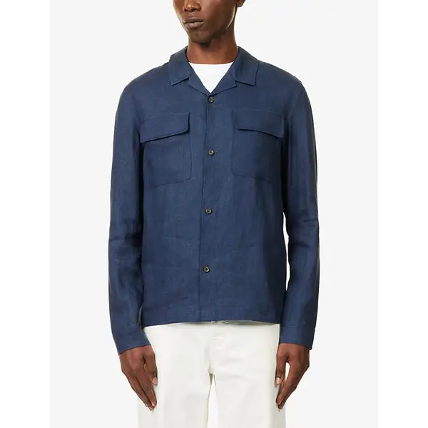 BELIER Patch-pocket Long-sleeve Linen Shirt
