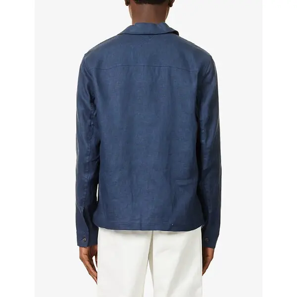 BELIER Patch-pocket Long-sleeve Linen Shirt