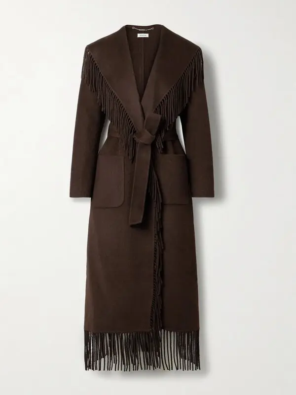 Simkhai Carrie Fringed Wool-blend Felt Coat - Brown