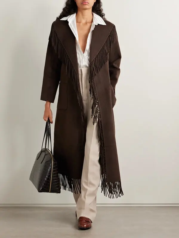 Simkhai Carrie Fringed Wool-blend Felt Coat - Brown