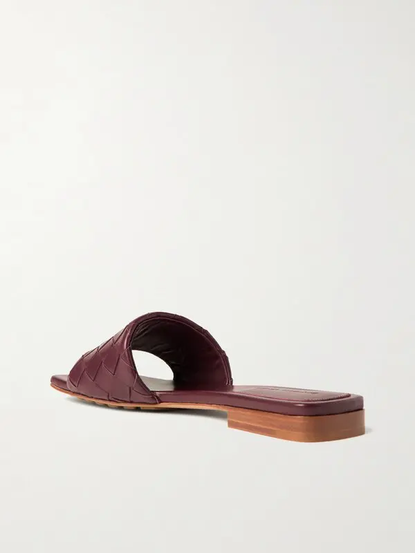 Bottega Veneta Parco Intrecciato Leather Slides - Red