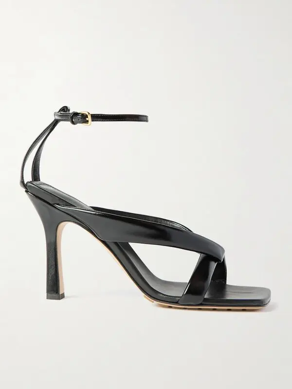 Bottega Veneta Riva Padded Glossed-leather Sandals - Black