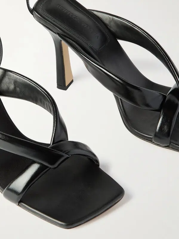 Bottega Veneta Riva Padded Glossed-leather Sandals - Black