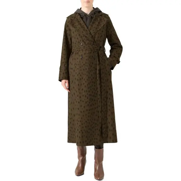 Akris Leopard Print Trench Coat