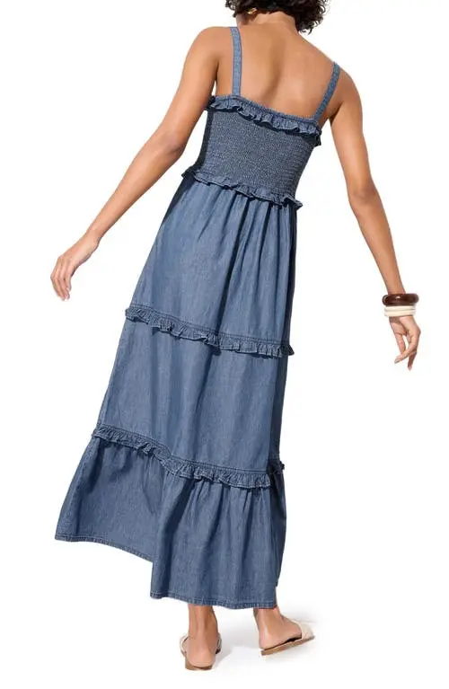 FRIENDS LIKE THESE Tiered Chambray Maxi Dress