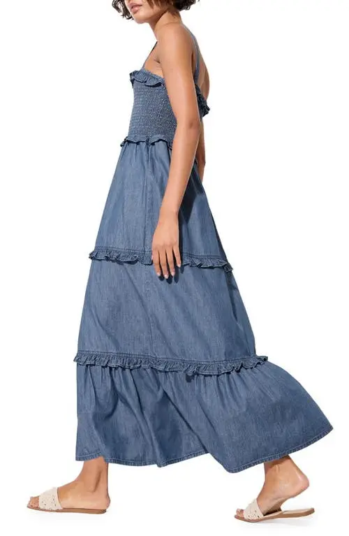 FRIENDS LIKE THESE Tiered Chambray Maxi Dress