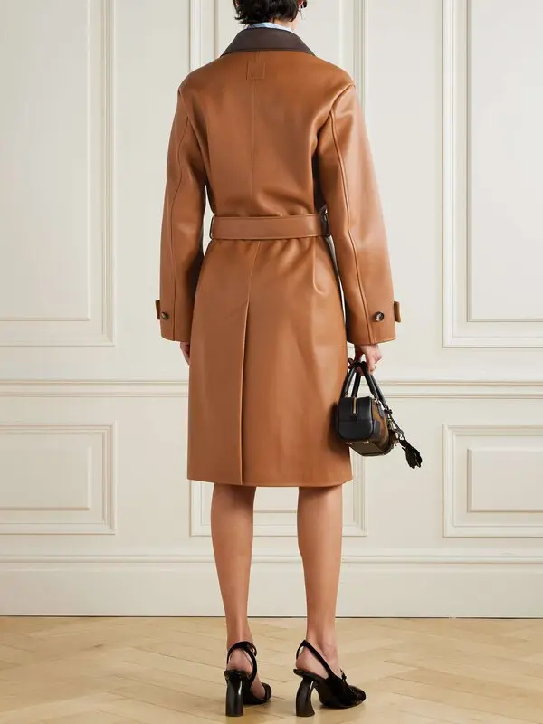 Loewe Belted Two-tone Leather Coat