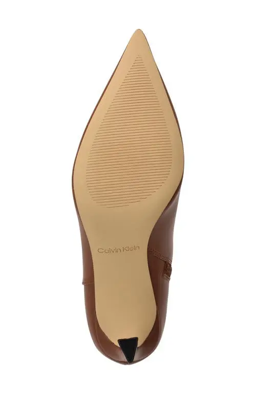 Calvin Klein Pointed Toe Booties - Cognac