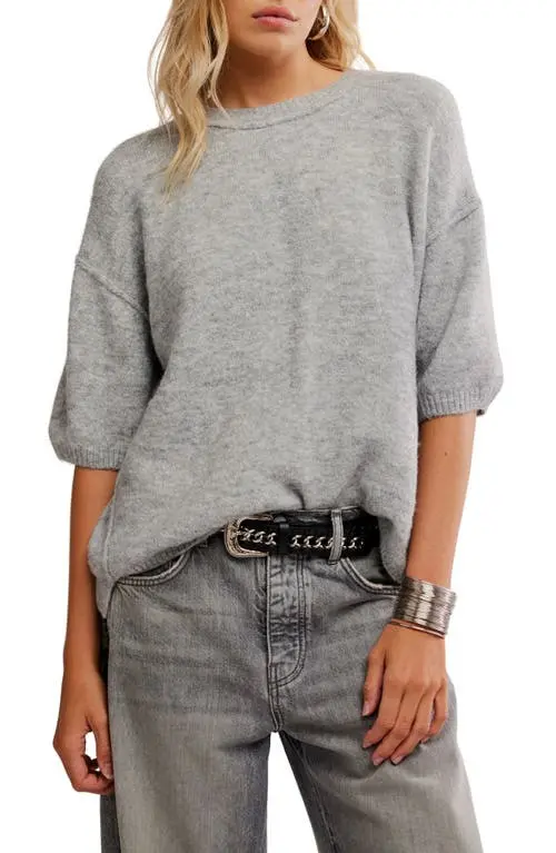Free People Margot Oversize Short Sleeve Sweater - Heather Grey/dnu