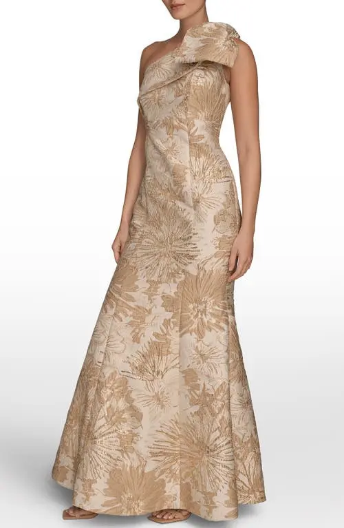 Donna Karan New York Metallic One-shoulder Jacquard Mermaid Gown