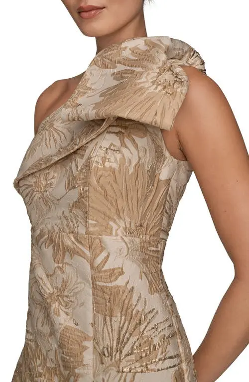 Donna Karan New York Metallic One-shoulder Jacquard Mermaid Gown