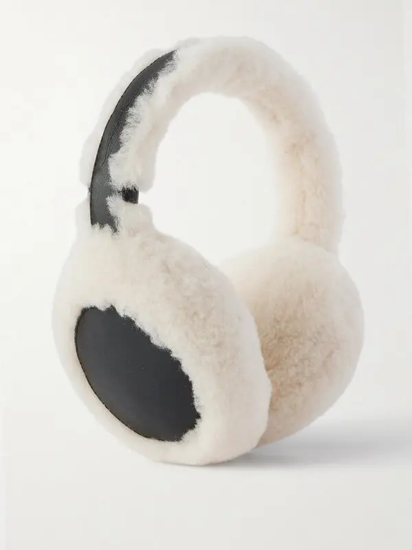 YVES SALOMON Leather And Shearling Earmuffs - Black