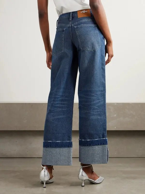 Simone Rocha Embellished Distressed Wide-leg Jeans - Blue