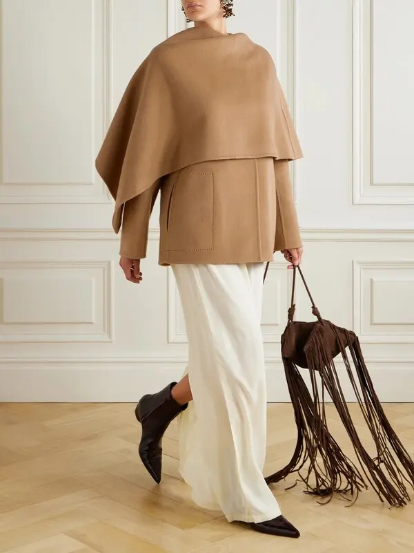 Altuzarra Dak Layered Draped Wool-blend Felt Coat - Brown