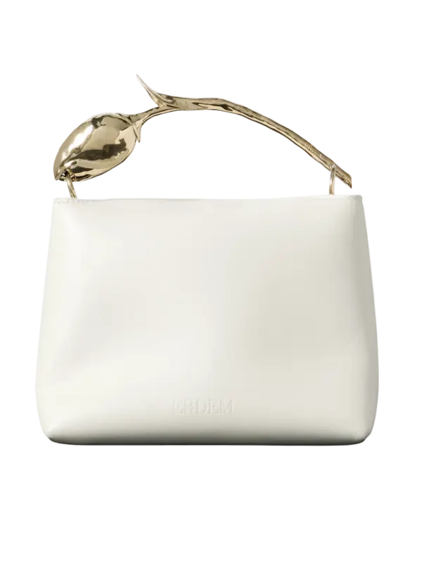 Erdem Bloom Mini Leather Clutch - White