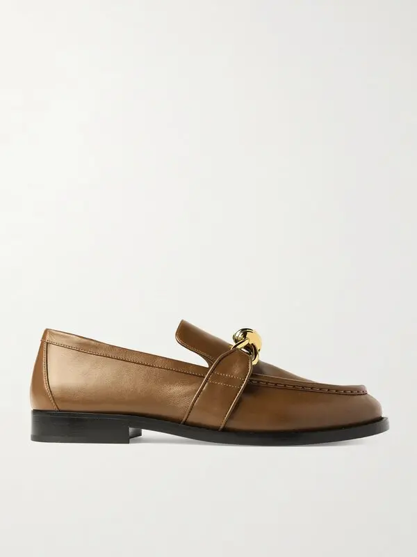 Bottega Veneta Astaire Embellished Leather Loafers - Brown