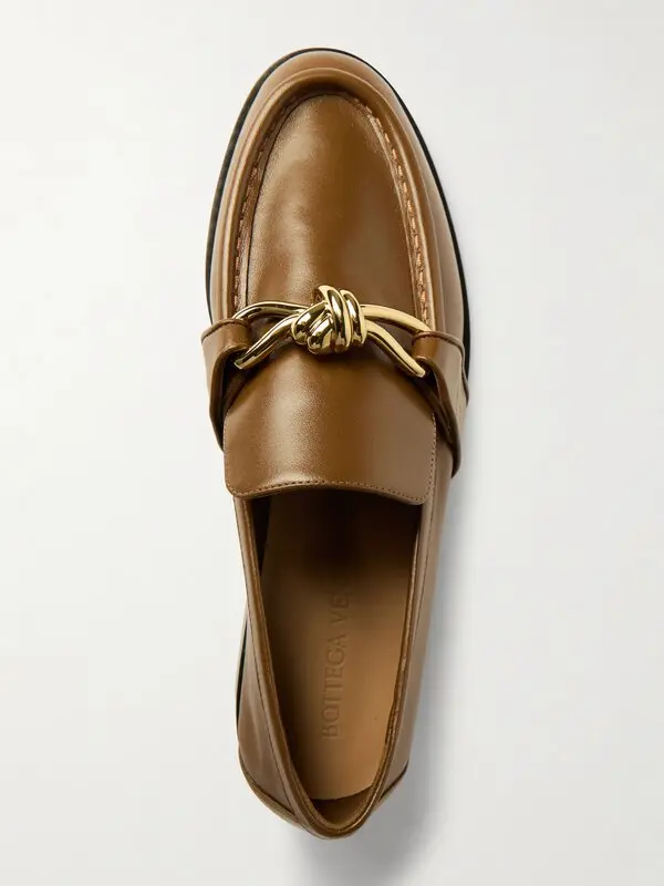 Bottega Veneta Astaire Embellished Leather Loafers - Brown
