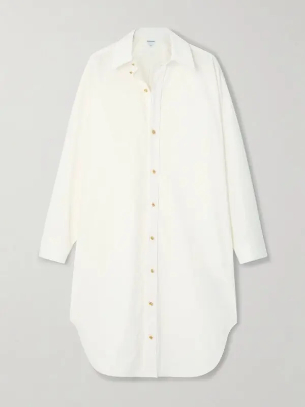 Bottega Veneta Cotton-blend Poplin Tunic - Neutrals