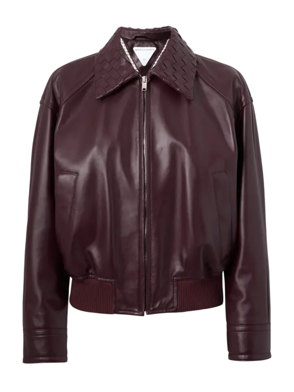 Bottega Veneta Intrecciato Leather Jacket - Red