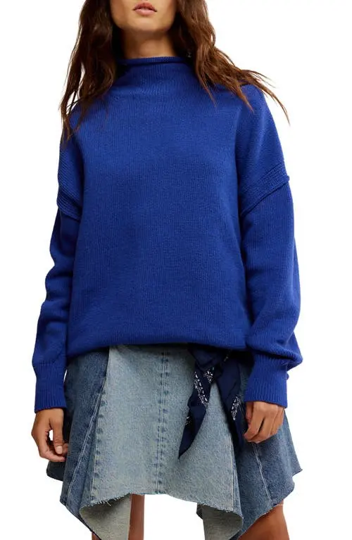 Free People Torres Turtleneck Sweater - Skipper Blue