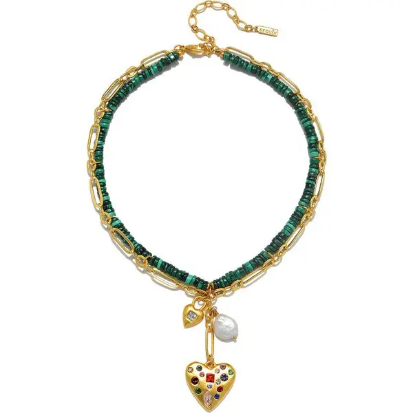 Sequin Lucie Charm Necklace - Green