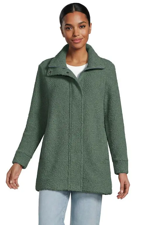 LANDS' END Boucle Fleece Coat - Spruce