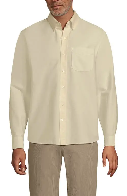 LANDS' END Traditional Fit Comfort-first Sail Rigger Oxford Shirt - Pale Sweet Butter