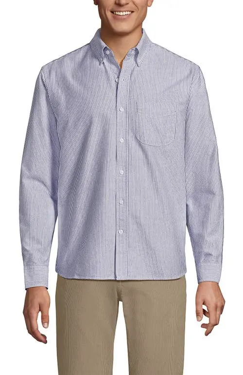 LANDS' END Traditional Fit Comfort-first Sail Rigger Oxford Shirt - Purple Quartz Stripe