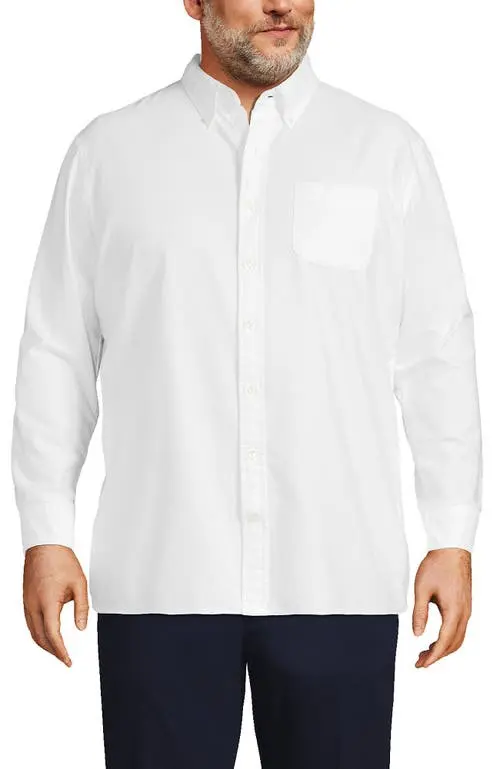 LANDS' END Traditional Fit Comfort-first Sail Rigger Oxford Shirt - White
