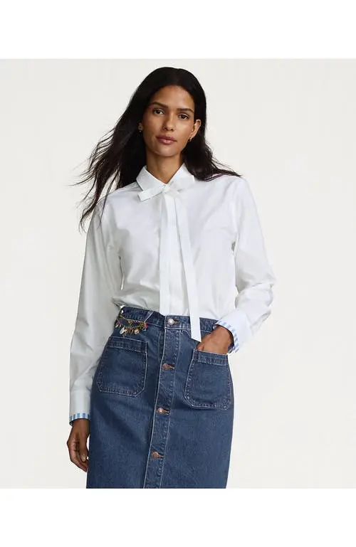 LANDS' END Easy Care Bow Blouse - White