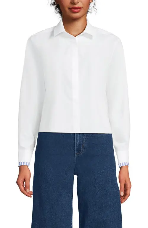 LANDS' END Easy Care Bow Blouse - White