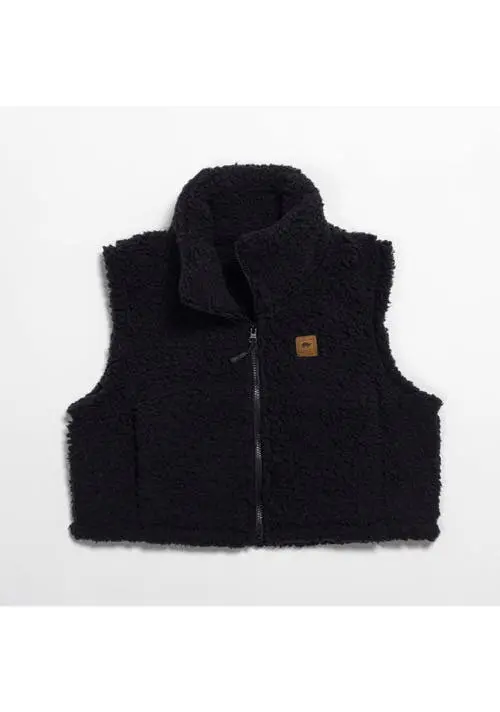Turtle Fur Cropped High-pile Fleece Vest - Black