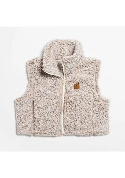 Turtle Fur Cropped High-pile Fleece Vest - Natural