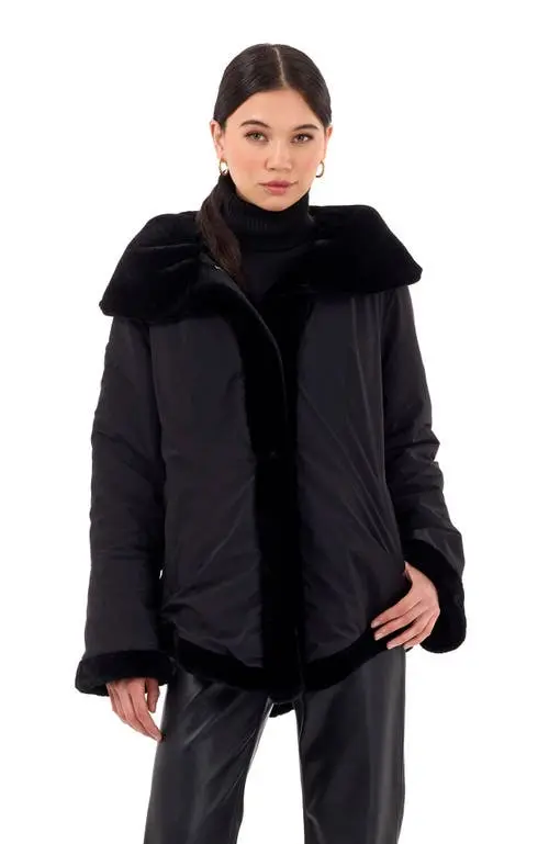 Gorski Genuine Shearling Reversible Jacket - Black/black