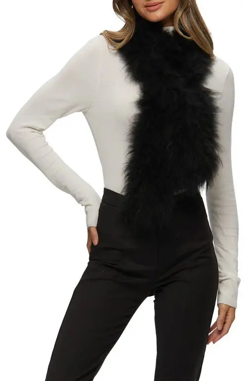 Gorski Genuine Shearling Knit Pull-through Scarf - Black