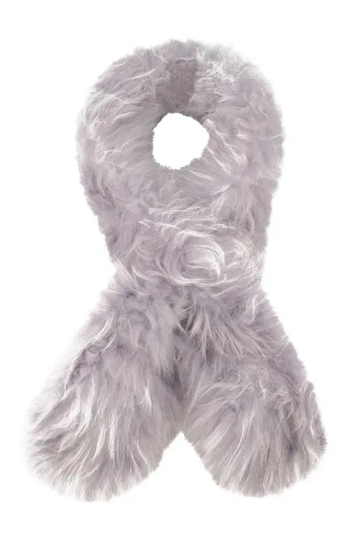 Gorski Genuine Shearling Knit Pull-through Scarf - Light Gray